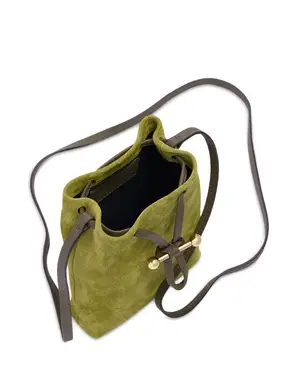 Strathberry Osette Midi Suede Pouch Bucket Bag