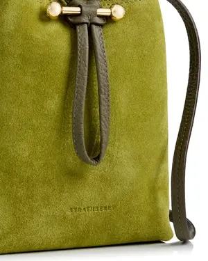 Strathberry Osette Midi Suede Pouch Bucket Bag