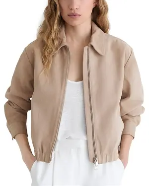 REISS Lottie Suede Bomber Jacket