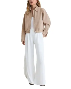 REISS Lottie Suede Bomber Jacket