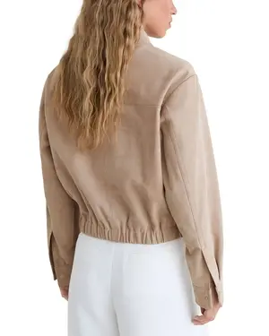 REISS Lottie Suede Bomber Jacket