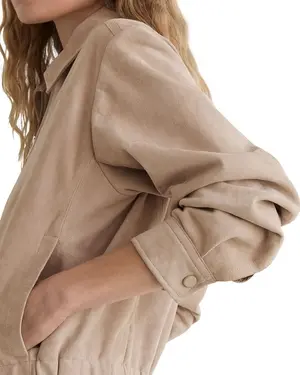 REISS Lottie Suede Bomber Jacket