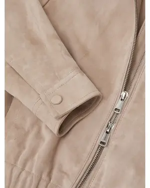 REISS Lottie Suede Bomber Jacket