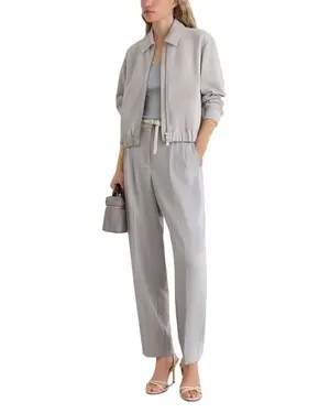 REISS Lottie Suede Bomber Jacket