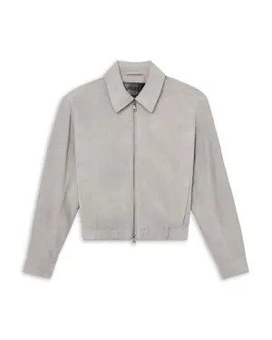 REISS Lottie Suede Bomber Jacket