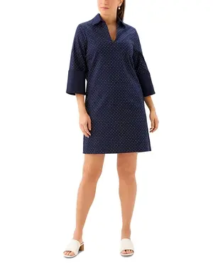Karen Kane Collared Cuffed Sleeve Dress - Navy