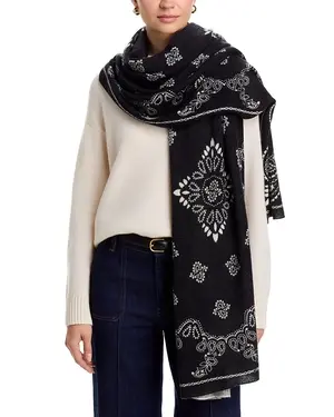 Bloomingdale'S 100% Cashmere Bandana Travel Wrap Exclusive - Black