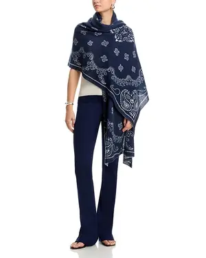 Bloomingdale'S 100% Cashmere Bandana Travel Wrap Exclusive - Navy