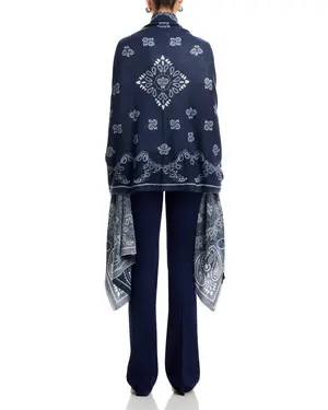 Bloomingdale'S 100% Cashmere Bandana Travel Wrap Exclusive - Navy
