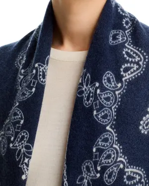Bloomingdale'S 100% Cashmere Bandana Travel Wrap Exclusive - Navy