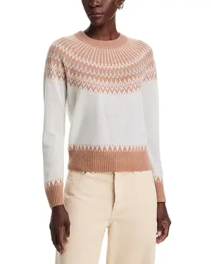 Bloomingdale'S Fair Isle Crewneck Cashmere Sweater Exclusive - Ivory Mult