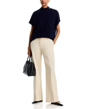 Bloomingdale'S Button Mockneck Sweater - Navy