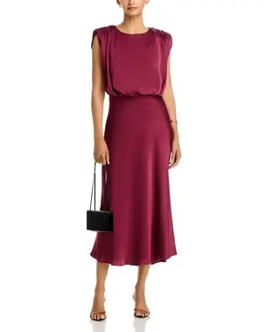 TOCCIN Flora Sleeveless Blouson Silky Satin Dress