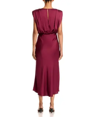 TOCCIN Flora Sleeveless Blouson Silky Satin Dress