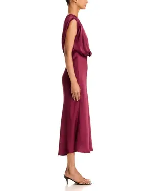 TOCCIN Flora Sleeveless Blouson Silky Satin Dress