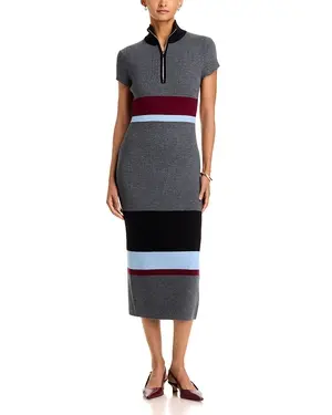 TOCCIN Dasha Half Zip Mock Neck Midi Dress