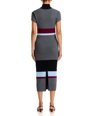 TOCCIN Dasha Half Zip Mock Neck Midi Dress