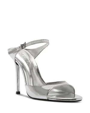 Schutz Lyra Patent Slip On Sandals - Silver