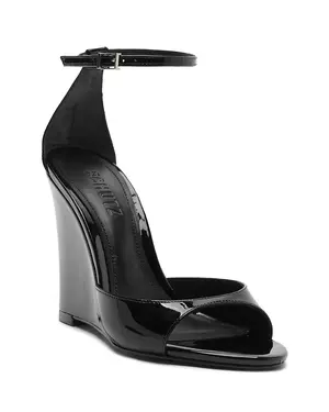 Schutz Schutz Scarlett Patent Wedge Sandals Black