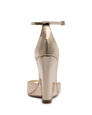 Schutz Scarlett Patent Wedge Sandals - Platinum
