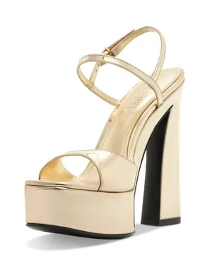 Schutz Arlene Patent Platform Sandals - Platinum