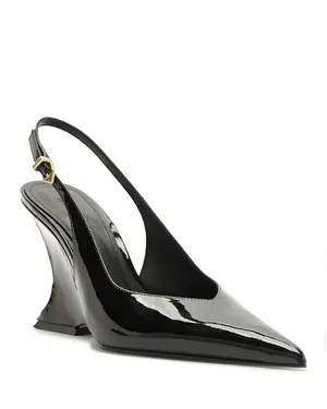 Schutz Siena Patent Buckled Slingback Pumps - Black