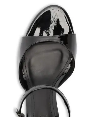 Schutz Lyra Patent Leather Stiletto Sandals - Black
