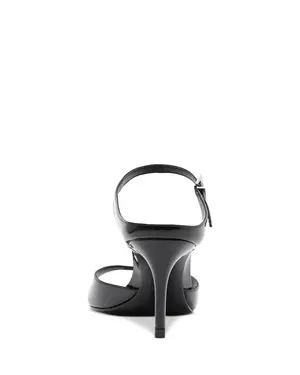 Schutz Lyra Patent Leather Stiletto Sandals - Black