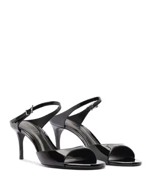 Schutz Lyra Patent Leather Stiletto Sandals - Black