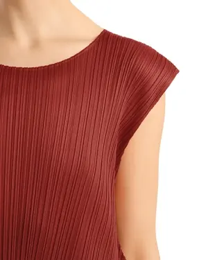 Issey Miyake September Pleated Dress - Red Brown
