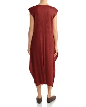 Issey Miyake September Pleated Dress - Red Brown
