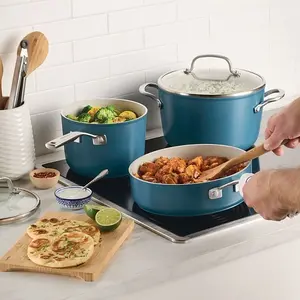 KITCHENAID 10 Piece Hard Anodized Ceramic Induction Cookware Set Blue