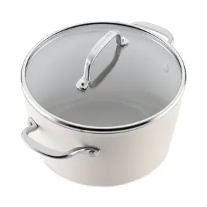 KITCHENAID 10 Piece Hard Anodized Ceramic Induction Cookware Set - White