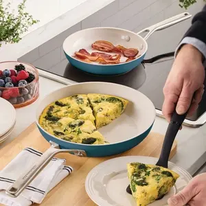 KITCHENAID 2 Piece Hard Anodized Ceramic Induction Skillet Set - Blue