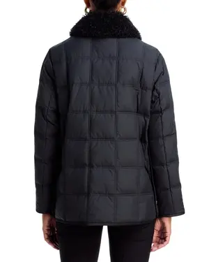 Moncler Cygnes Quilted Down Jacket With Textured Collar And Belted Waist