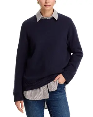 Bloomingdale'S Drop Shoulder Crewneck Sweater - Navy