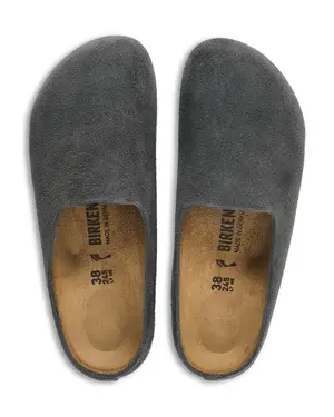 BIRKENSTOCK Amsterdam Wrapped Suede Clogs - Charcoal