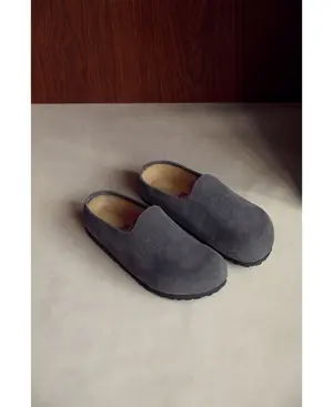 BIRKENSTOCK Amsterdam Suede Clogs - Charcoal