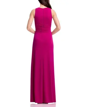 Dress The Population Deb Deep V Pleated Wrap A-line Maxi Dress