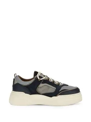 Fendi Force Fabric Sneakers With Suede And Leather Inserts - Navy
