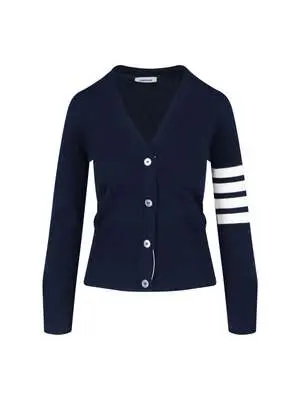 Thom Browne V-neck Button-front Cardigan Sweater - Blue