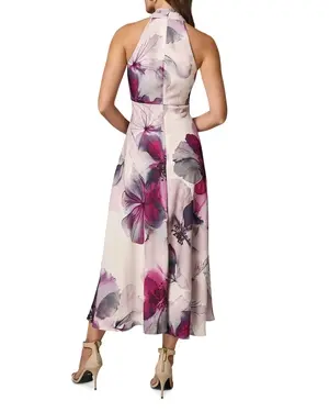 Donna Karan New York Floral Print Halter Neck Midi Dress