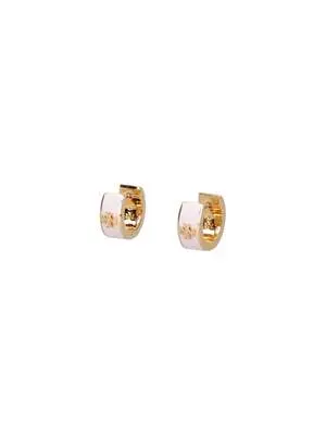 Tory Burch Brass & Enamel Stud Earrings With Cubic Zirconia