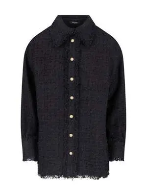 Balmain Structured Cotton-polyamide Button-down Shirt - Black