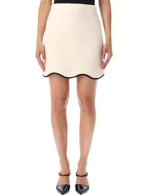 Valentino Garavani VALENTINO GARAVANI Mini Crepe Couture Skirt With Scalloped Hem Vanilla