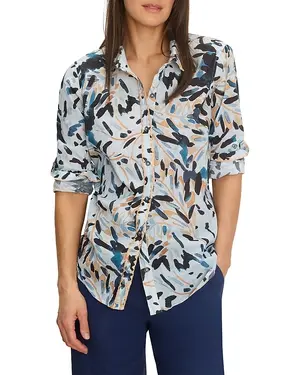 NIC+ZOE Petites Garden Shade Crinkle Shirt - Blue Multi