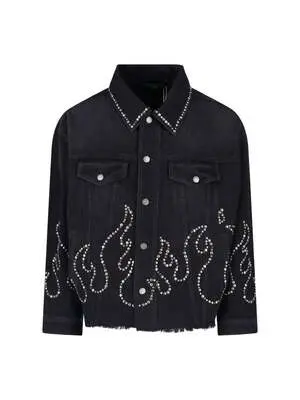 Amiri Crystal-embellished Denim Jacket