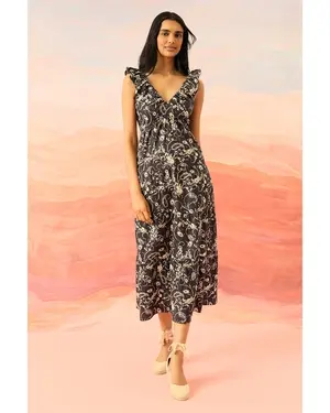 THE GOOD JOURNEY Ruffled Midi Dress