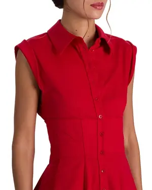 Alice + Olivia Kim Paneled Corset Flare Mini Dress - Hibiscus
