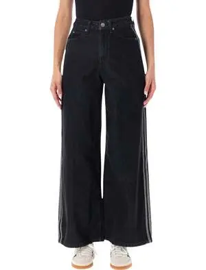 ADIDAS ORIGINALS Embroidered Wide Leg Jeans - Nero
